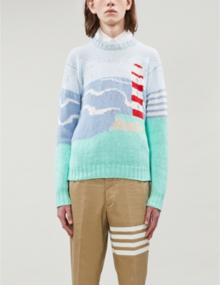 THOM BROWNE - Lighthouse intarsia cotton-knit jumper | Selfridges.com