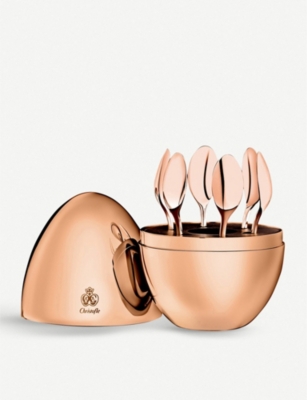 CHRISTOFLE - Mood Espresso gold-plated spoons in golden egg set of six | Selfridges.com