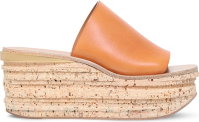 CHLOE - Camille leather platform wedge mules | Selfridges.com