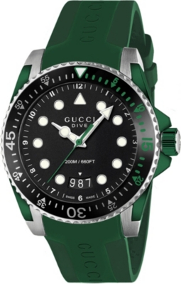 GUCCI - YA136310 Dive stainless steel and rubber watch | Selfridges.com