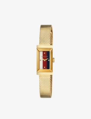 GUCCI - YA147511 G-frame gold watch | Selfridges.com