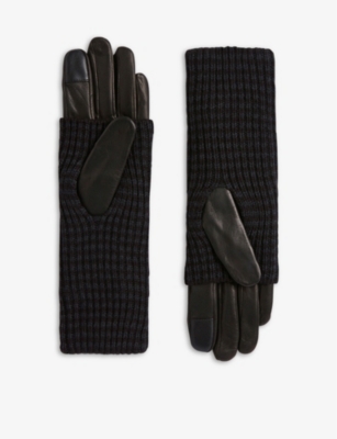 ALLSAINTS - Leather gloves with knitted cuff | Selfridges.com
