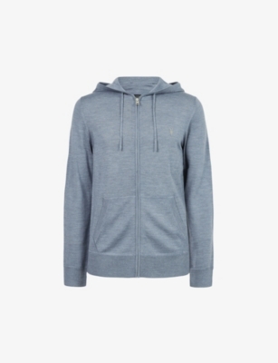 Allsaints Mens Dusty Blue Mode Merino Wool Hoody | ModeSens