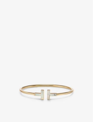 TIFFANY & CO - Tiffany T 18ct yellow-gold and mother-of-pearl bracelet ...