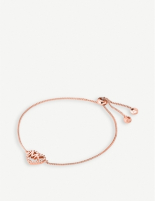 MICHAEL KORS Rose gold plated sterling silver logo slider bracelet Selfridges