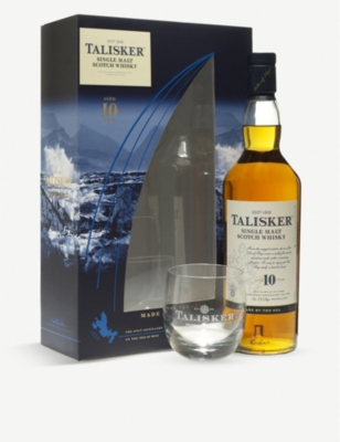 TALISKER - Talisker 10-year-old single malt Scotch whisky and glasses ...