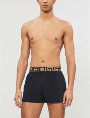 Versace Iconic Stretch-cotton Boxers In Black | ModeSens