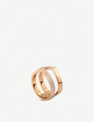 REPOSSI - Antifer 18ct pink-gold and diamond double-band ring ...