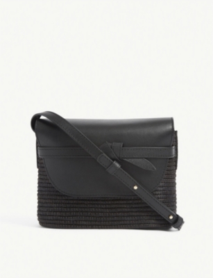 CESTA COLLECTIVE - Leather and raffia cross-body bag | Selfridges.com