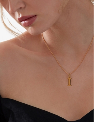 Art Deco I Initial 22ct Yellow Gold plated Sterling silver Necklace In 22 Carat Gold Plated
