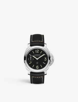 PANERAI - PAM01084 Luminor Logo stainless-steel and leather hand-wound ...