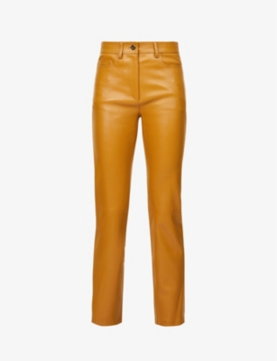JOSEPH - Teddy straight high-rise leather trousers | Selfridges.com
