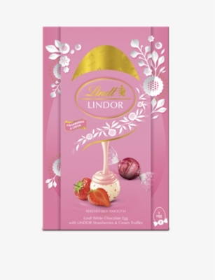 LINDT - Lindor Strawberries and Cream white chocolate Easter Egg 260g ...
