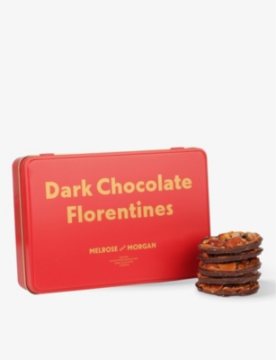 MELROSE & MORGAN - Dark chocolate Florentine tin 270g | Selfridges.com