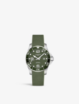 LONGINES - L37824069 Hydroconquest stainless steel and rubber automatic ...