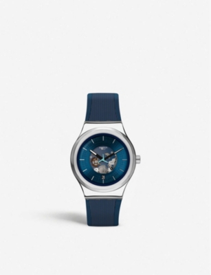 SWATCH - YIS430 Blurang stainless steel and rubber automatic watch ...