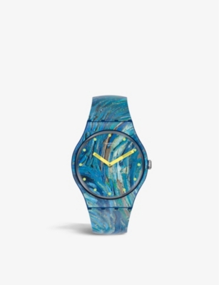 SWATCH - SUOZ335 The Starry Night by Vincent van Gogh shell and silicone quartz watch ...