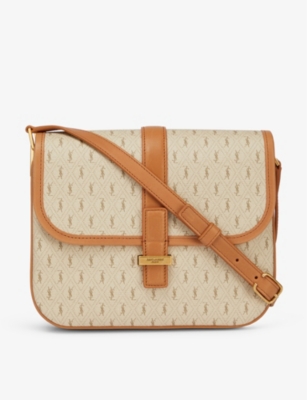 SAINT LAURENT Monogram canvas and leather satchel bag Selfridges