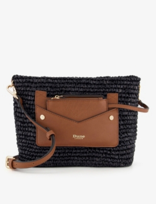 DUNE - Davenporte raffia and leather cross-body bag | Selfridges.com