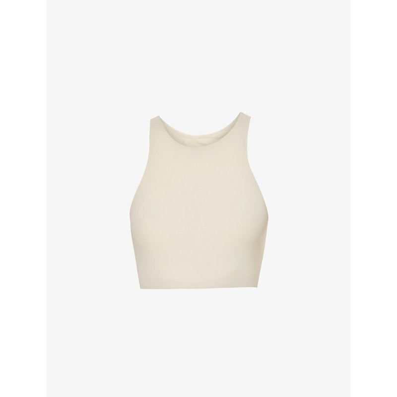 Skims Fits Everybody High-neck Stretch-woven Bra In Sand | ModeSens Skims Fits Everybody High-neck Stretch-woven Bra In Sand | ModeSens