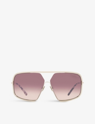 Tom Ford Ft0867 Warren Gold-tone Metal Square-frame Glasses In Brown ...