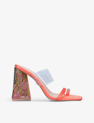 KG KURT GEIGER - Symbol crystal-embellished vinyl and satin mules ...