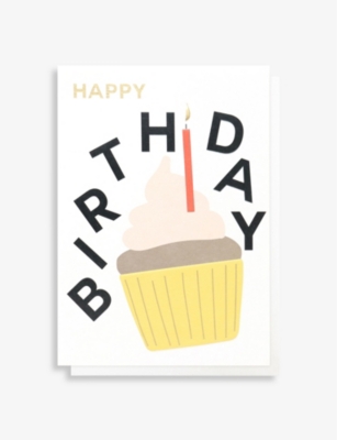 CAROLINE GARDNER - Happy Birthday cupcake greetings card 14.6cm x 16cm ...