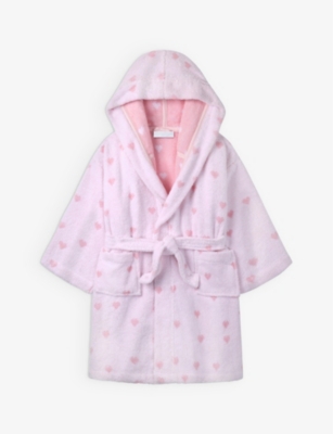 THE LITTLE WHITE COMPANY - Heart-print hooded cotton robe 1-10 years ...