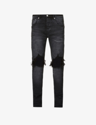 PURPLE BRAND - Black Wash Blowout skinny stretch-denim jeans ...
