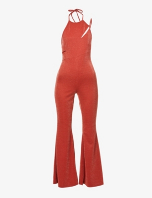 Amy Lynn Adhara Cut-out Stretch-knit Jumpsuit In Rust | ModeSens