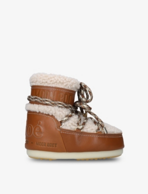 CHLOE - Chloé x Moon Boot lace-up leather and shearling boots ...