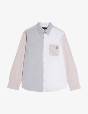 TED BAKER - Foster logo-embroidered cotton-blend shirt | Selfridges.com