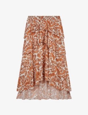 MAJE - Justy paisley-print cotton-voile midi skirt | Selfridges.com