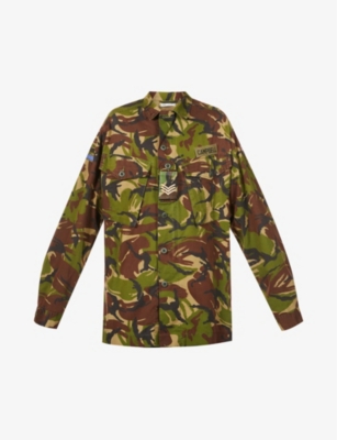 Bird + Wolf Camouflage-print Relaxed-fit Woven Jacket In Green Camo ...