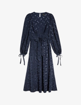 TED BAKER - Livela spotted belted jacquard midi dress | Selfridges.com
