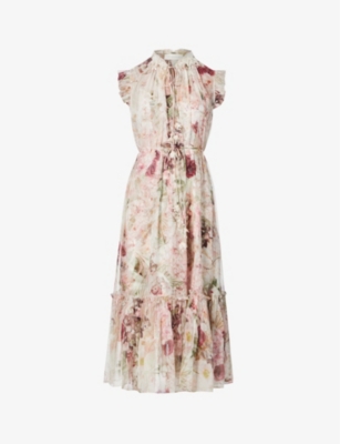 ZIMMERMANN - Dancer Flutter floral-print silk midi dress | Selfridges.com