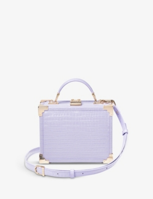 ASPINAL OF LONDON - Trunk mini crocodile-embossed leather clutch bag ...