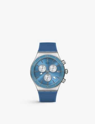 SWATCH - YVS485 Blue Is All stainless-steel and rubber quartz watch ...