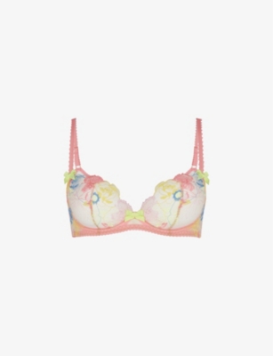 AGENT PROVOCATEUR - Zuri floral-embroidered mesh plunge bra ...