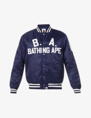 A Bathing Ape Logo-patched Shell Varsity Jacket In Blue | ModeSens