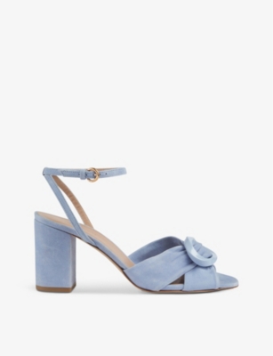 Lk Bennett Margot Ascot Block-heel Suede Sandals In Blu-iris | ModeSens