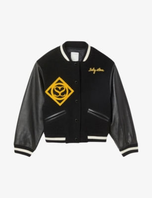 SANDRO - Baby Love wool and leather varsity jacket | Selfridges.com