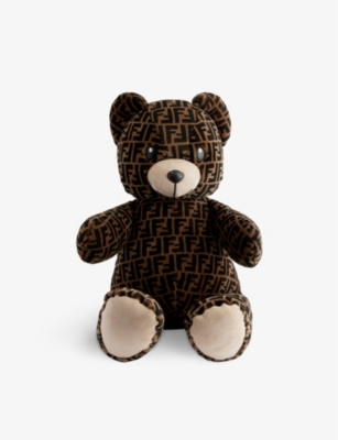 FENDI - Bear logo-intarsia shearling soft toy 62cm | Selfridges.com
