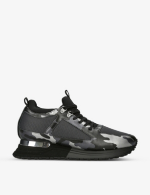 MALLET - Diver camouflage-print leather and mesh trainers | Selfridges.com
