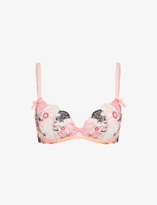 AGENT PROVOCATEUR - Zuri floral-embroidered plunge mesh bra ...