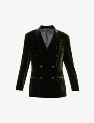 Double-breasted shawl-neck regular-fit velvet jacket | The Hoxton Trend