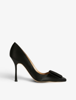 LK BENNETT - Agathe bow-embellished pointed-toe satin courts ...