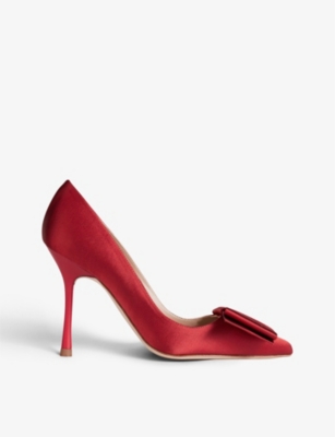 LK BENNETT - Agathe bow-embellished pointed-toe satin courts ...