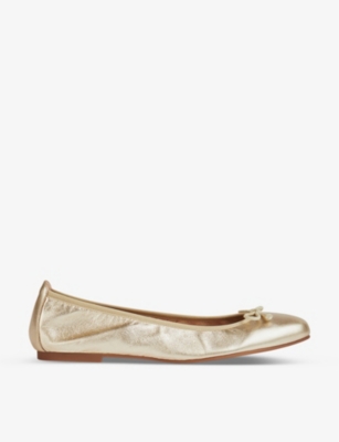 LK BENNETT - Trilly ruchedmetallic leather ballerina flats | Selfridges.com