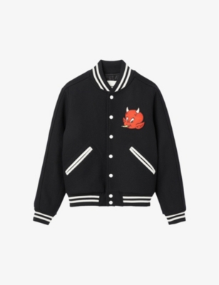 SANDRO - Hot Stuff graphic-embroidery wool-blend varsity jacket ...